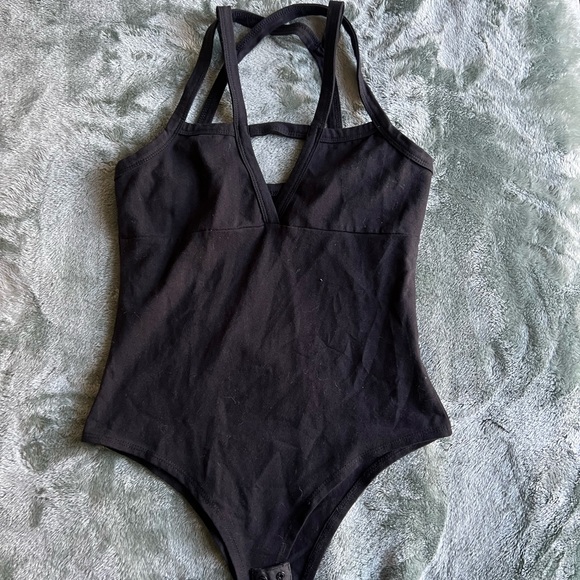 Tops | Black Goth Pentacle Straps One Piece | Poshmark
